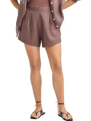 Vitamin A® Getaway Linen Cover-up Shorts - Mocha Brown