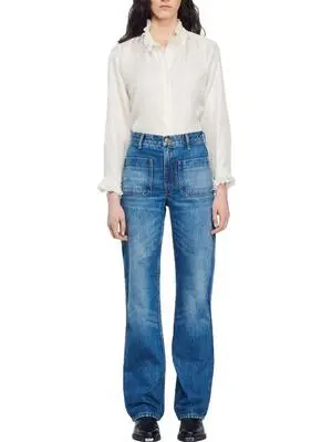 Sandro Flared Faded Jeans - Blue Jean
