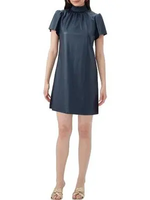 Trina Turk Vida Faux Leather Dress - Indigo