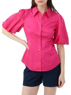 Trina Turk Trina Turk Kari Puff-Sleeve Blouse Petal Pink