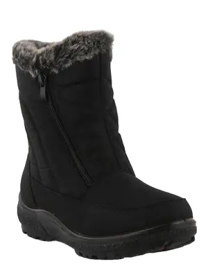 SPRING STEP SHOES Persenia Waterproof Winter Boots Black Faux Fur