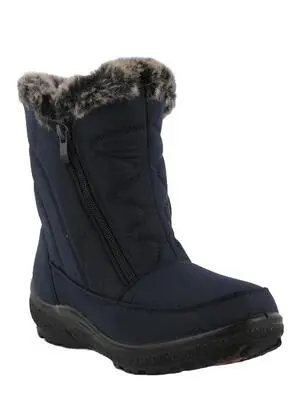 SPRING STEP SHOES Persenia Waterproof Winter Boots Navy Faux Fur