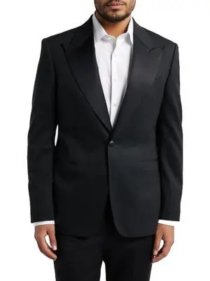 Zanella Chambers Stretch Wool Tuxedo Jacket - Black