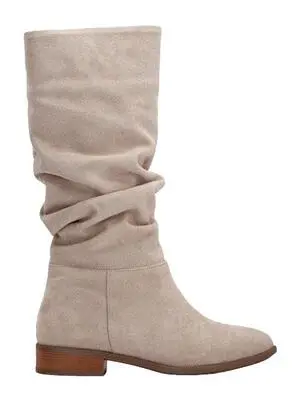 FOREVER & ALWAYS SHOES Maribel Knee High Slouch Boots Beige Suede