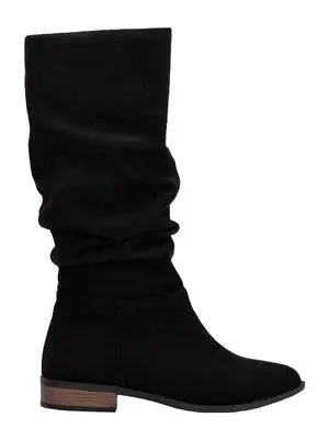 FOREVER & ALWAYS SHOES Maribel Knee High Slouch Boots Black Suede