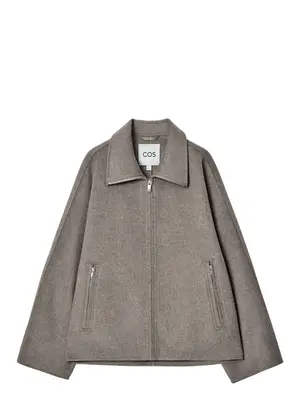 Cos Oversized Double-Faced Wool Jacket Brown