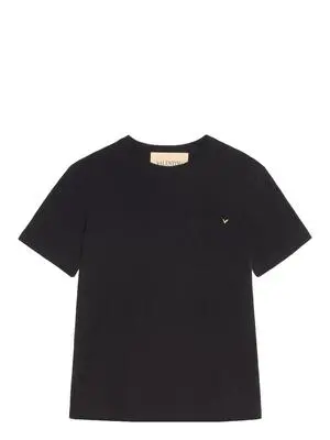 Valentino Garavani Cotton T-shirt With Vgold Black