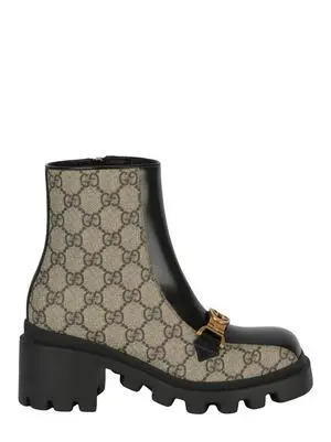 Gucci Gg Supreme Ankle Boots - Dark Beige