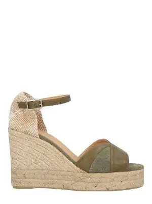 CastaÑer Leather And Textile Espadrille Sandals - Green