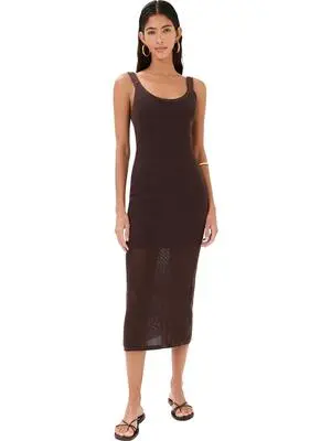 Staud Jessica Crochet Knit Maxi Dress - Dark Chocolate