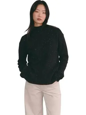 Everlane Mockneck Sweater In Plush Cotton - Black Confetti