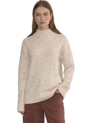 Everlane Mockneck Sweater In Plush Cotton - Cream Confetti