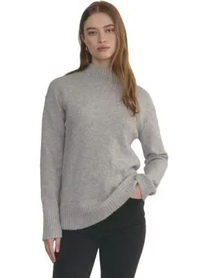 Everlane Mockneck Sweater In Plush Cotton Heathered Grey