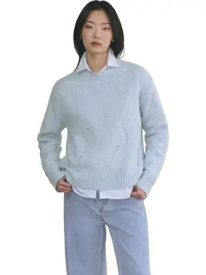 Everlane Pointelle Knit Sweater - Chambray Blue