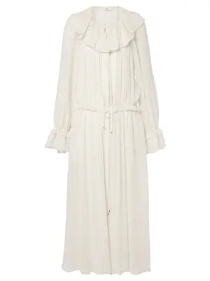 Chloé Ruffled Silk-blend Crêpe Maxi Dress - White