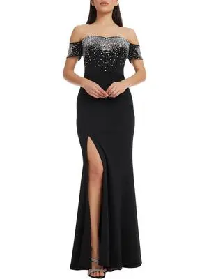 Dress The Population Logan Embellished Gown - Black-silver