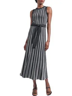 Misook Modern Fit Sleeveless Rib Knit Maxi Dress - Black/ White