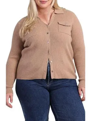 Minnie Rose MINNIE ROSE Rib Cashmere Cardigan Camel