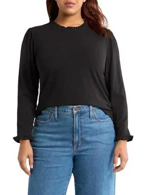 Caslon Ruffle Detail Knit Top - Black