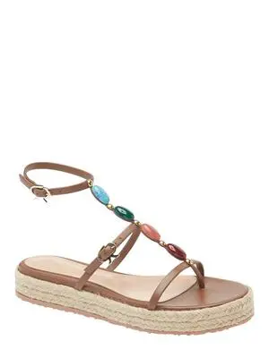GIANVITO ROSSI Stone Embellished Espadrille Sandal - Cuoio Naturale