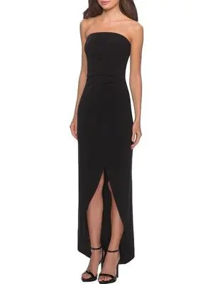 LABOMME Long Strapless Jersey Dress - Black