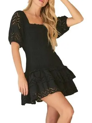 BTB LOS ANGELES Nora Tiered Ruffle Dress - Black