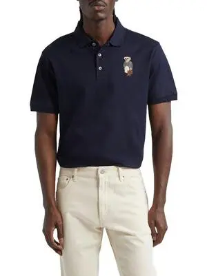 Ralph Lauren Purple Label Polo Bear Patch Cotton Piqué Polo - Classic Chairman Navy