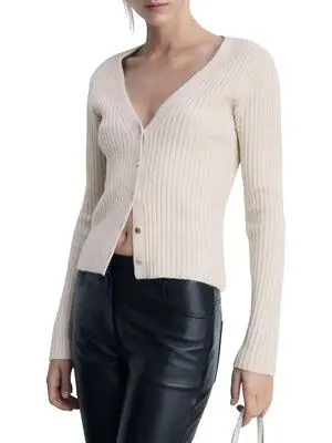 MANGO MANGO Metallic Ribbed Cropped Cardigan