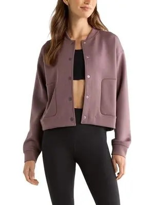 Zella Zella Luxe Snap Front Jacket Grey Plum