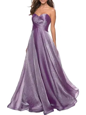 LABOMME Strapless Chiffon Gown - Orchid