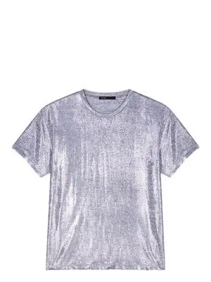 Maje Metallic Lamé T-shirt - Silver