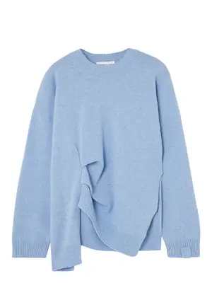 Victoria Beckham Gathered Wool Sweater - Blue