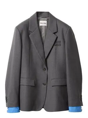 Miu Miu Single-breasted Gabardine Jacket - Anthracite Gray