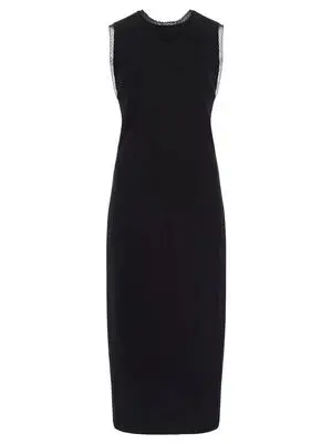 Prada Lace-trimmed Crepe Midi Dress - Black