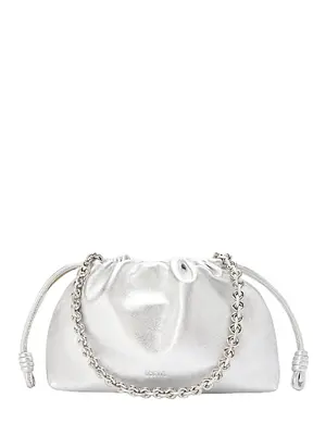 Loewe Flamenco Metallic Medium Shoulder Bag - Silver