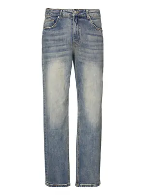 ARNE Brand-patch Straight-leg Jeans - Sand Wash