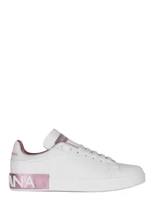 Dolce & Gabbana Portofino Leather Sneakers - White