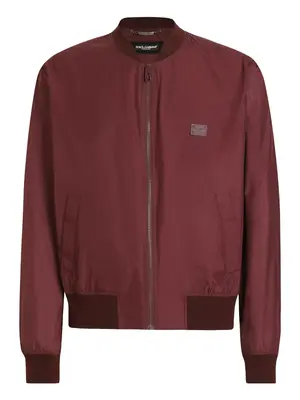 Dolce & Gabbana Technical Fabric Bomber Jacket With Logo - Bordeaux