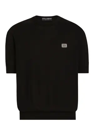 Dolce & Gabbana Cotton Round-neck Sweater With Logo Tag - Black