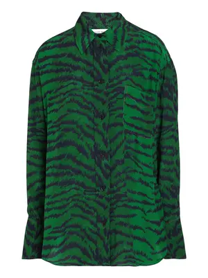 Victoria Beckham Tiger-print Silk Shirt - Animal Print