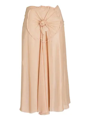 Victoria Beckham Metallic Floral-appliquéd Crepe Midi Skirt - Neutral