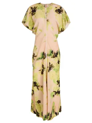 Victoria Beckham Printed Cloqué Midi Dress - Blush