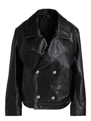 Victoria Beckham Oversized Leather Jacket - Black