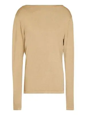 Alberta Ferretti Draped Metallic Knitted Sweater - Gold