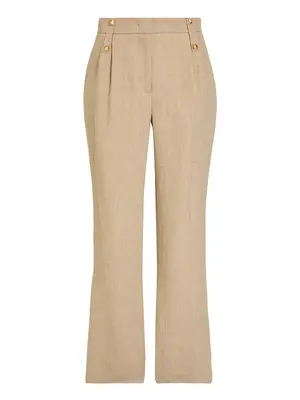 ALBERTA FERRETTI Alberta Ferretti Studded Pleated Linen Pants