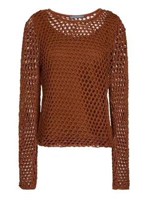 Alberta Ferretti Open-knit Cotton Sweater - Brown