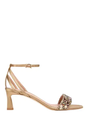 Alberta Ferretti Crystal-embellished Satin Sandals - Neutral