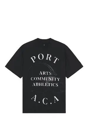 PORT A.C.A Grid Tee In Black - Faded Black