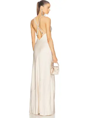 L'Agence Saint Crystal Strap Gown - Champagne