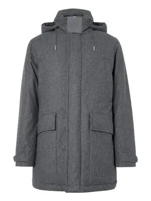 Zegna Suede-trimmed Techmerino™ Wool Hooded Down Parka - Gray